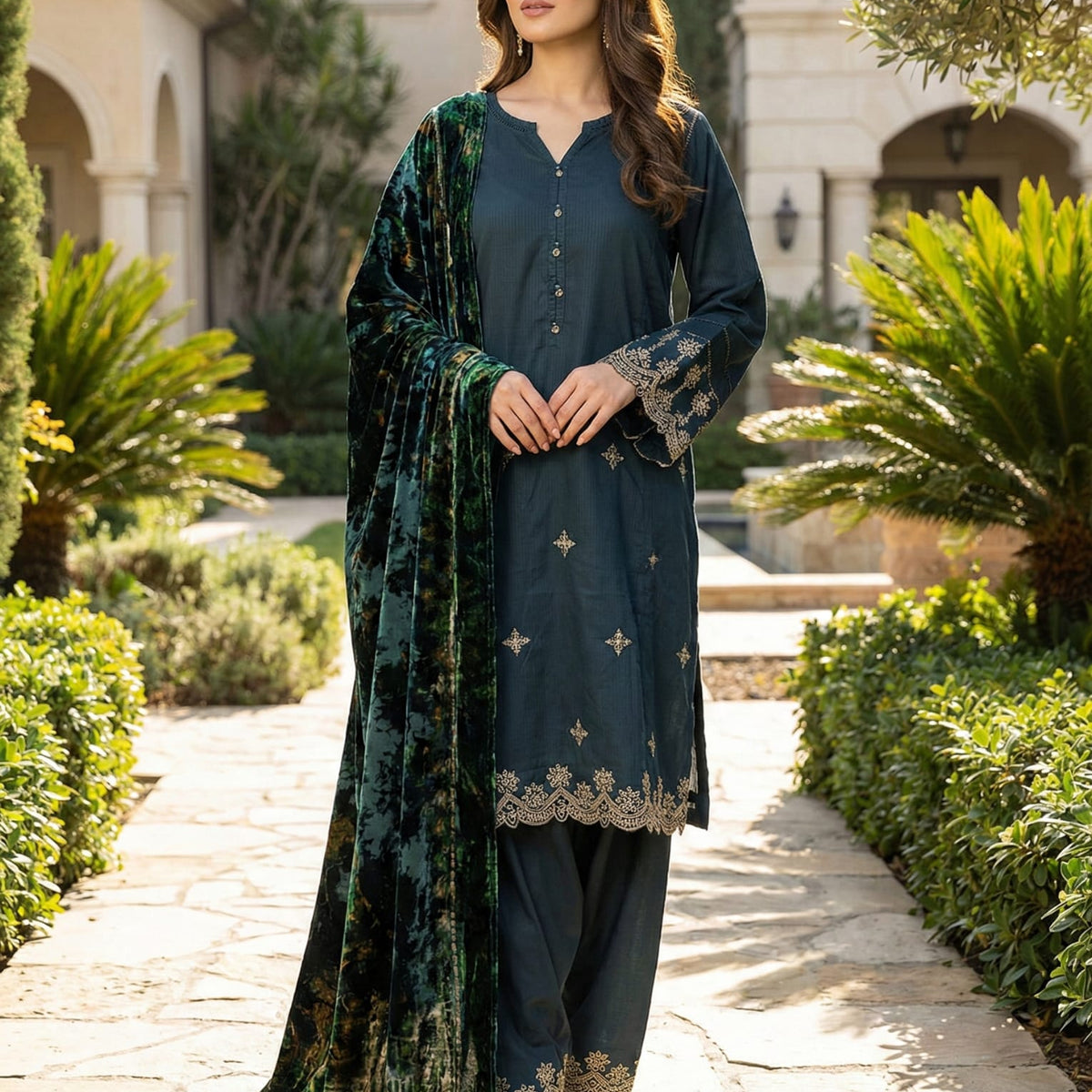 Sada Bahar Embroidered Viscose with Palachi Shawl – myshopusa.com